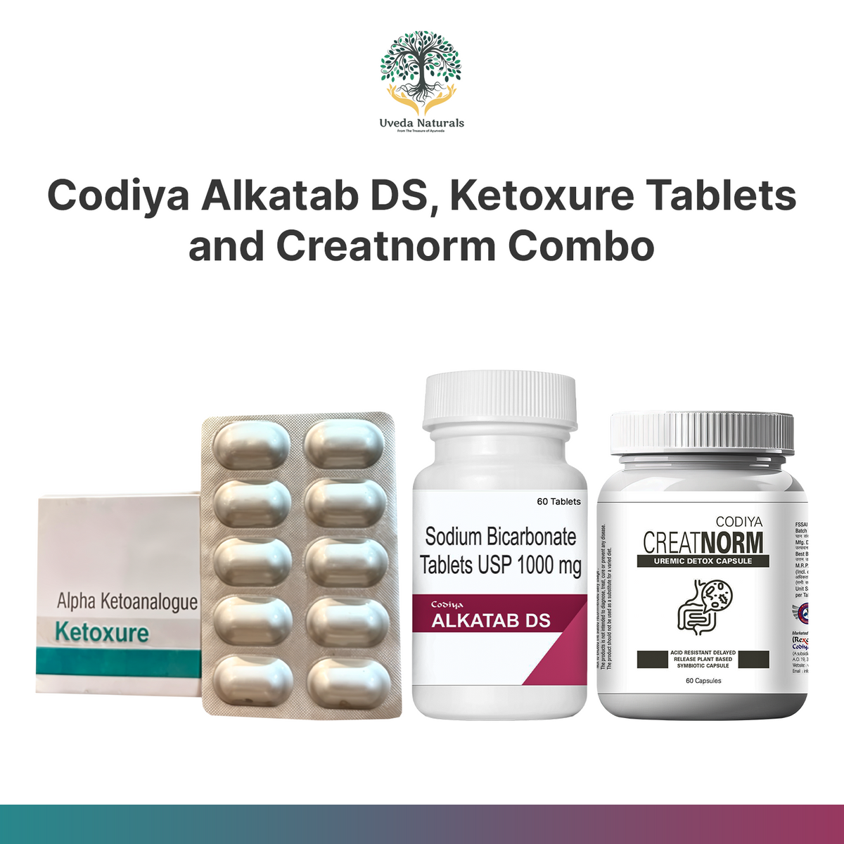 Codiya Alkatab DS, Ketoxure Tablets and Creatnorm Combo – Uveda Naturals
